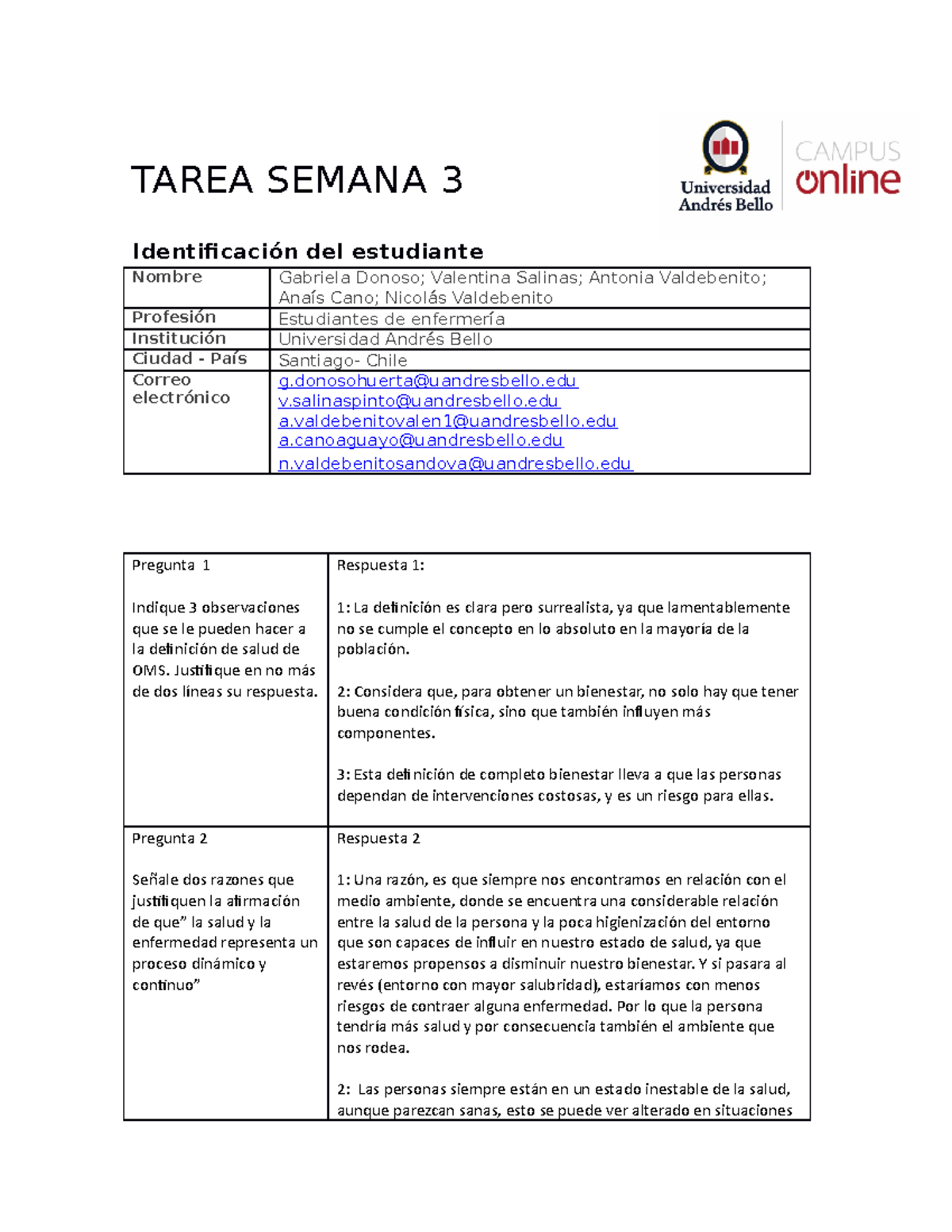 Tarea semana 3 grupo 8 - entregable - TAREA SEMANA 3 Identificación del estudiante Nombre ...