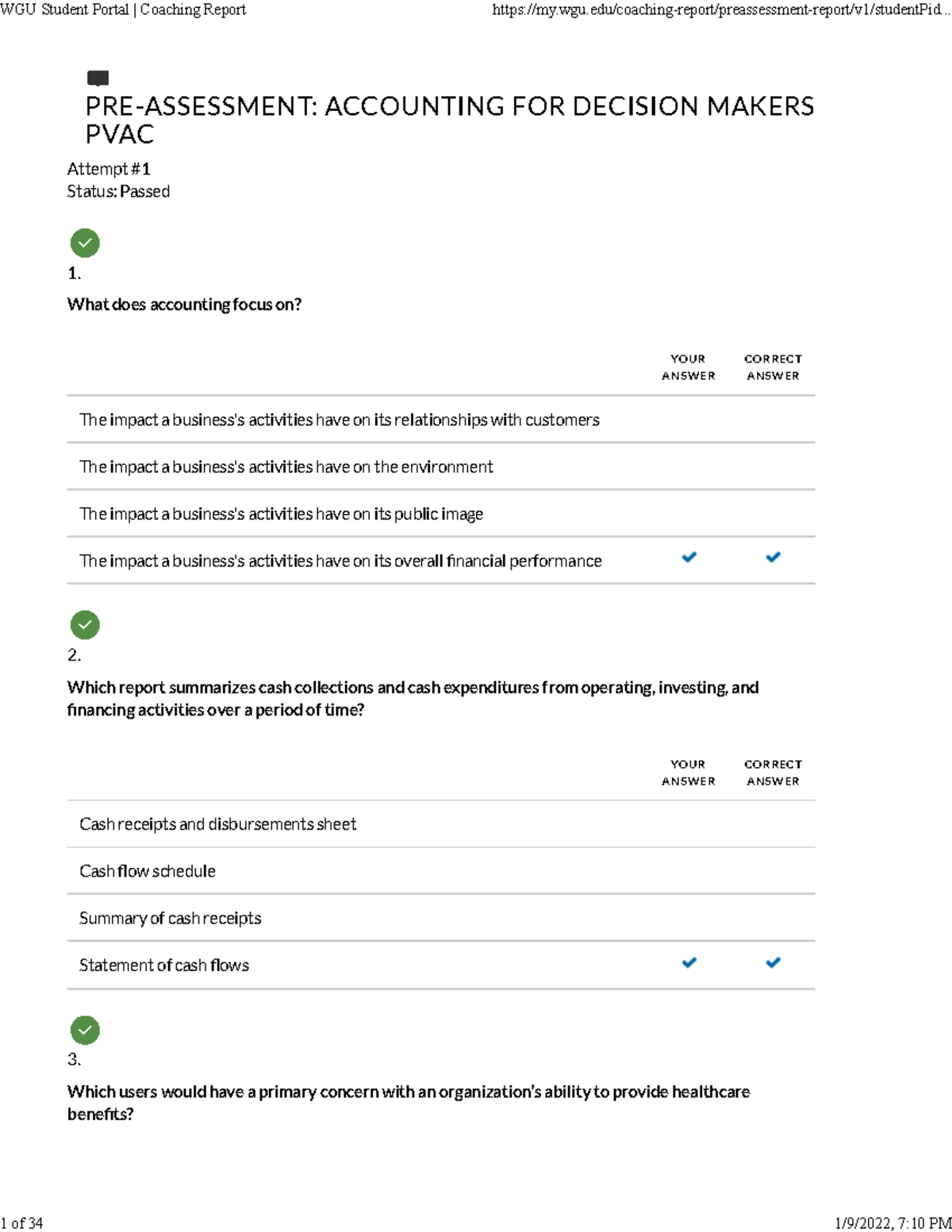 Accounting pretest - financial management - PRE-ASSESSMENT: ACCOUNTING ...