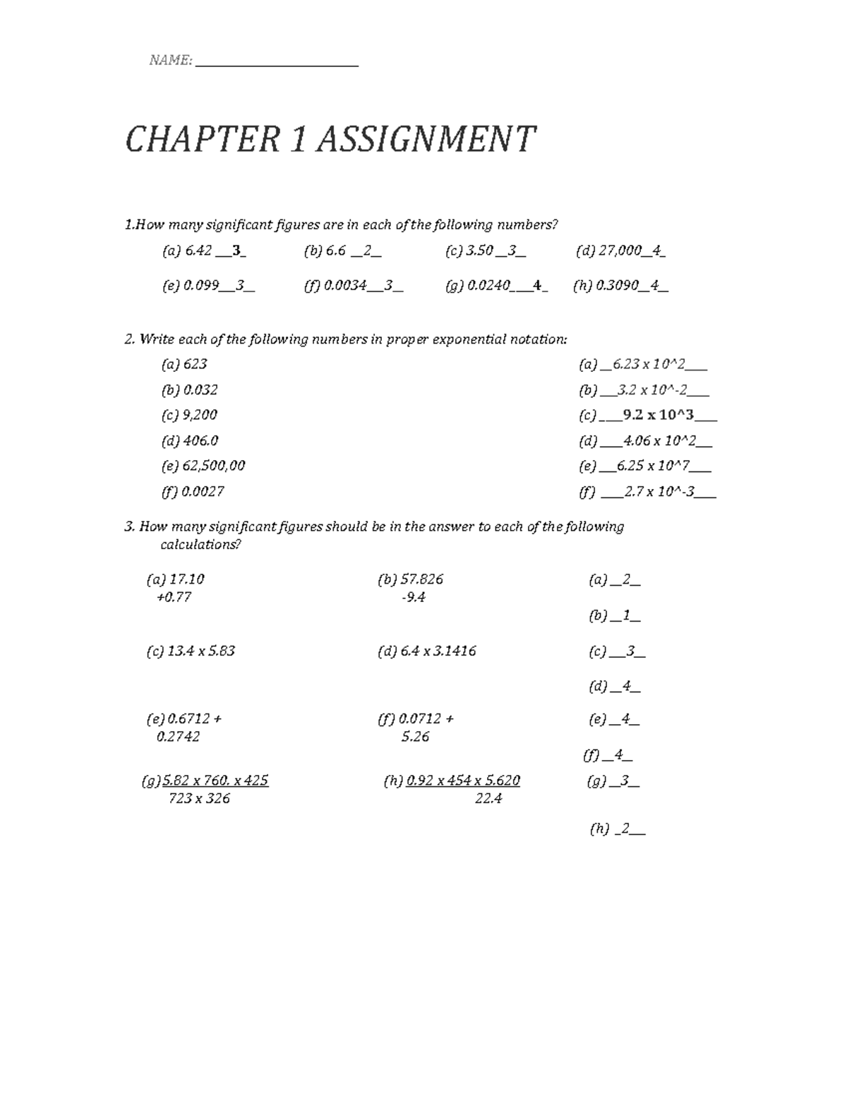 151CH1 CHAPTER 1 ASSIGNMENT - NAME ...