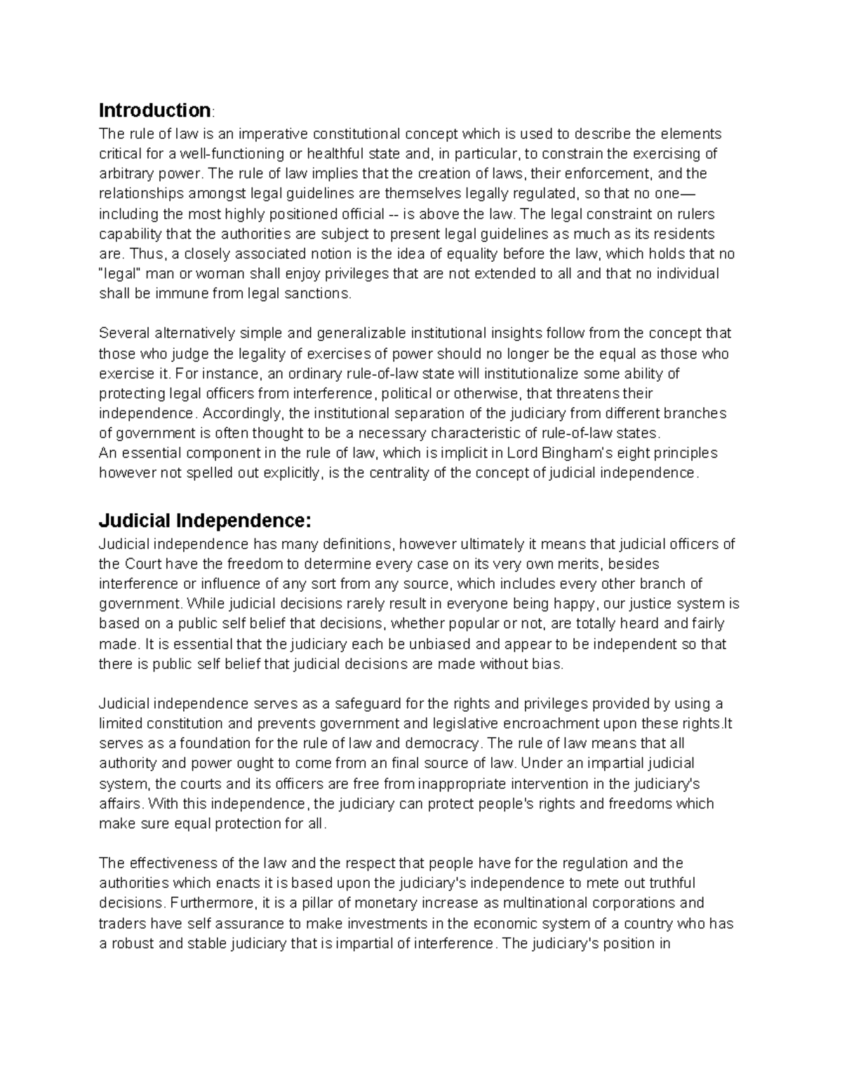 Untitled document - Introduction: The rule of law is an imperative ...