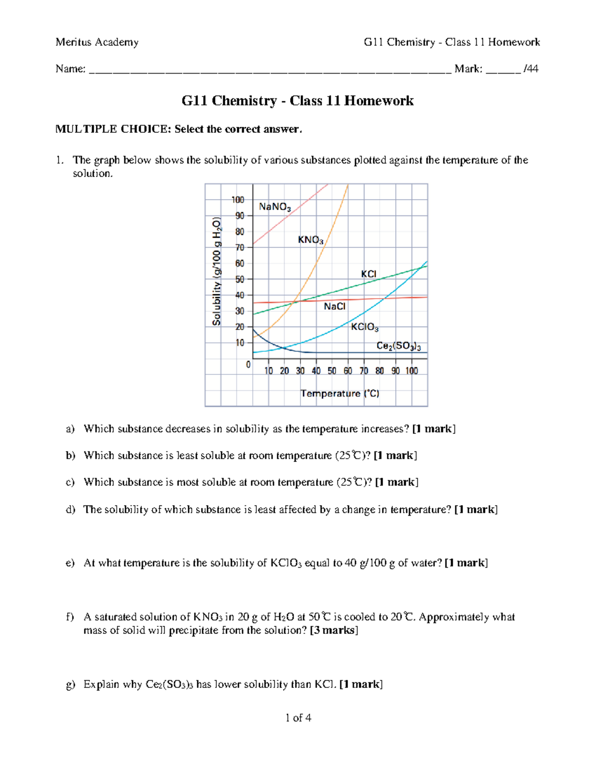 Class 11 Chemistry G11 Homework - Name: - Studocu