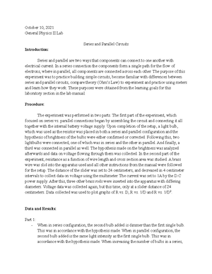 Lab 8 Electromagnetic Waves - October 31, 2021 General Physics II Lab ...