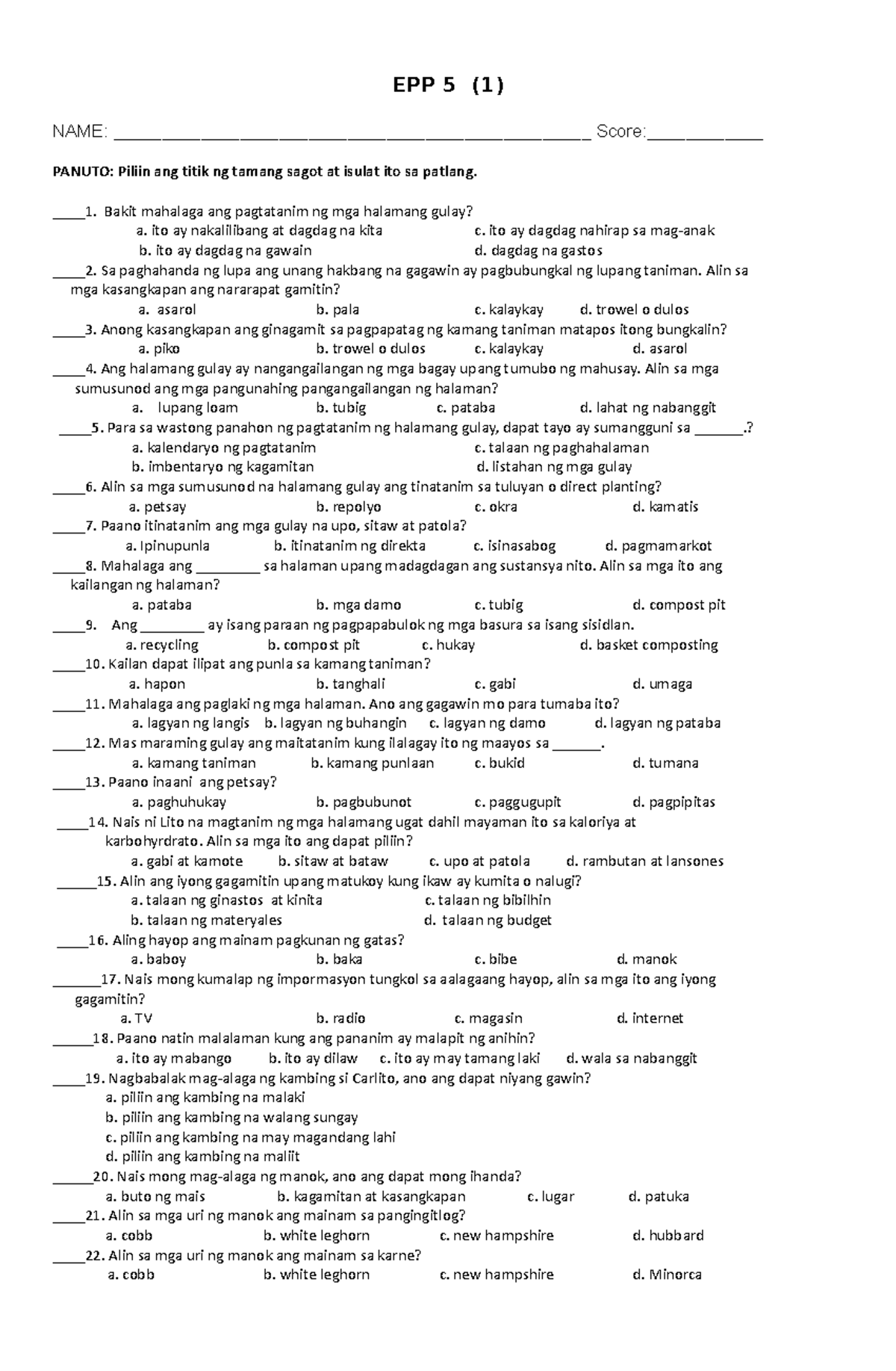 EPP-5-reviewer - gbnjkml - EPP 5 (1) NAME