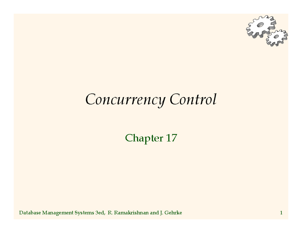 Ch17 - Lecture Notes - Concurrency Control Chapter 17 Conflict ...