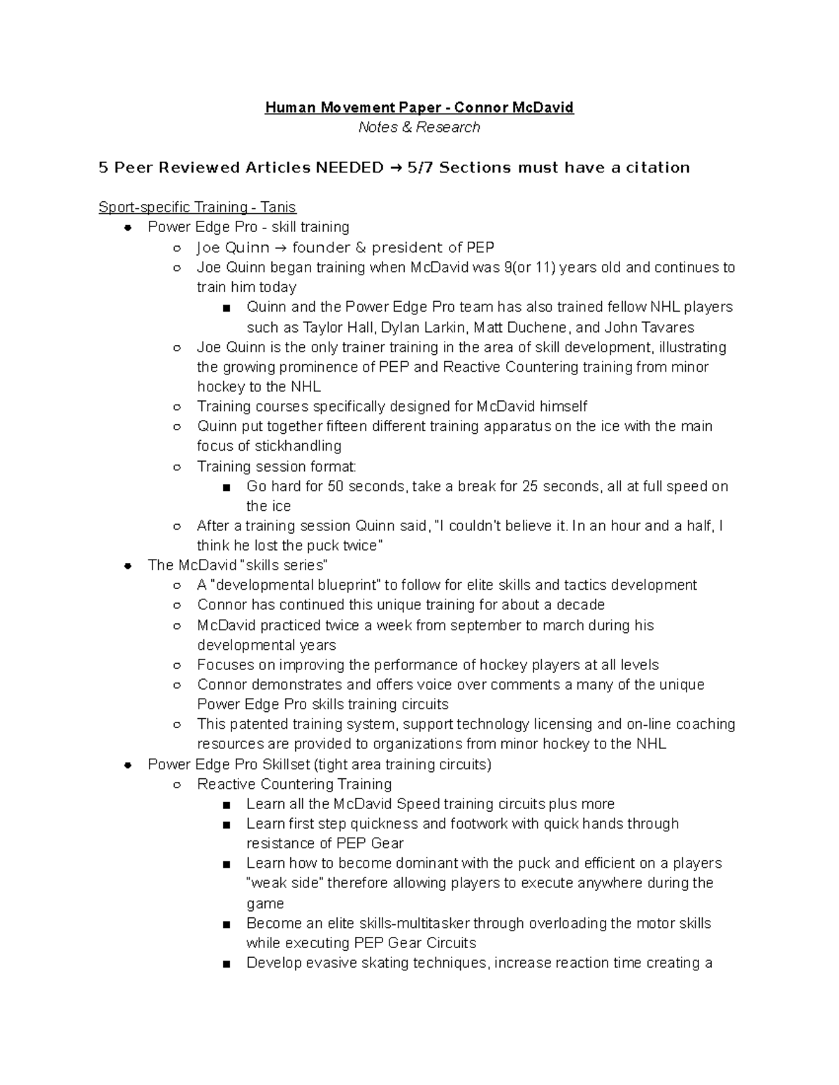 Human Movement Paper - Notes - Human Movement Paper - Connor McDavid ...