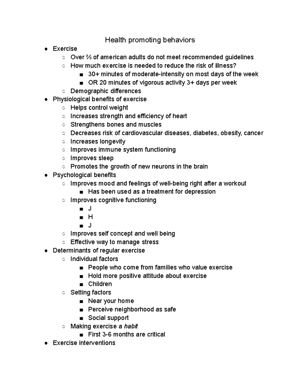 Chapter 4 - Health Promoting Behaviors - Health promoting behaviors ...