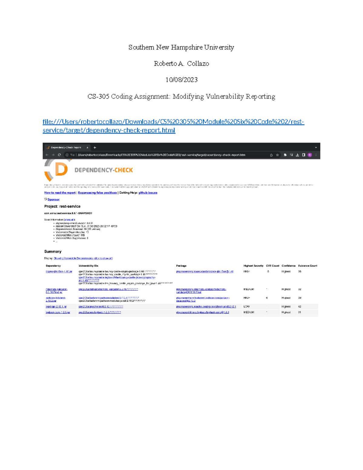 6 1 Coding Assignment Modifying Vulnerability Reporting Com126 Southern New Hampshire