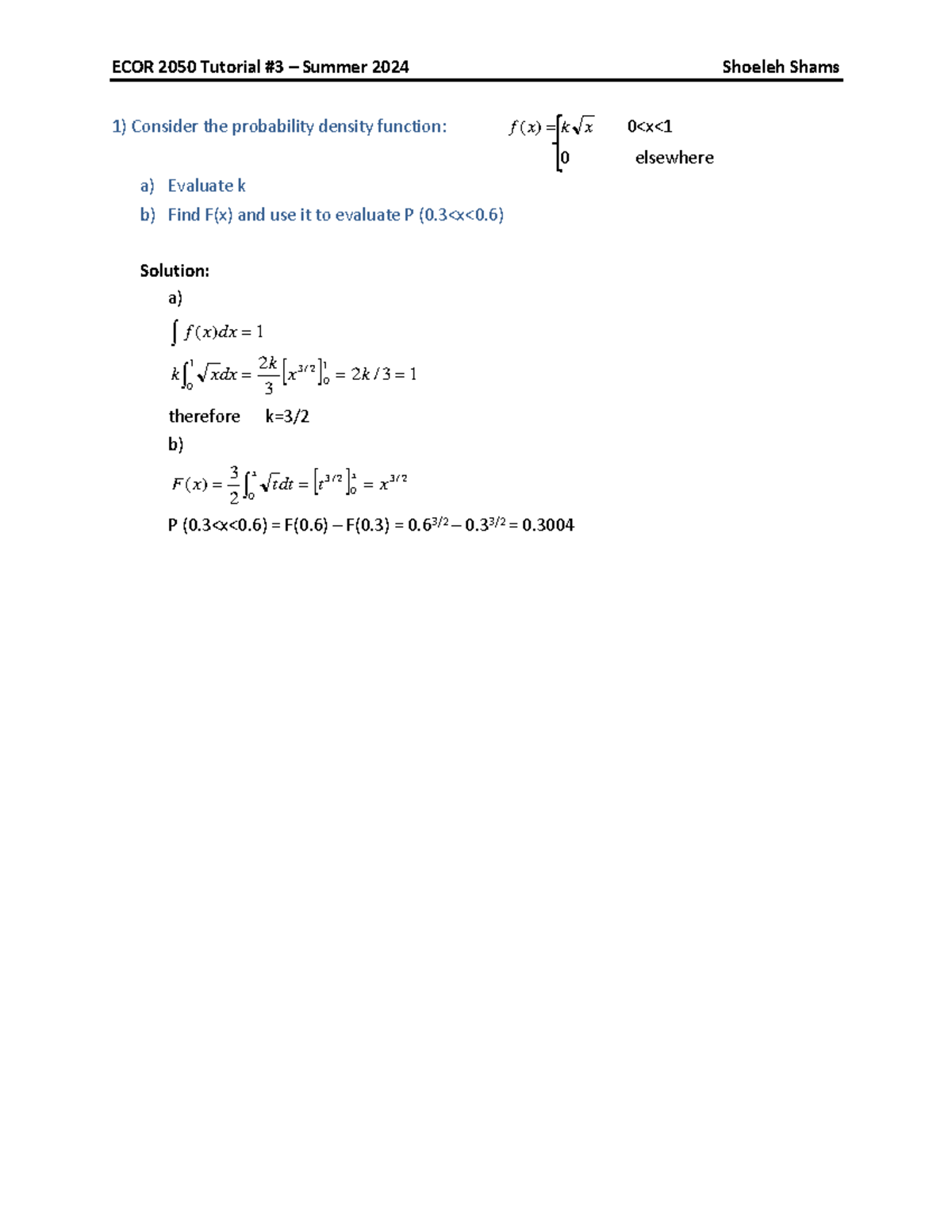 Tutorial #3 - ECOR 2050 - solutions - ECOR 2050 Tutorial #3 – Summer ...