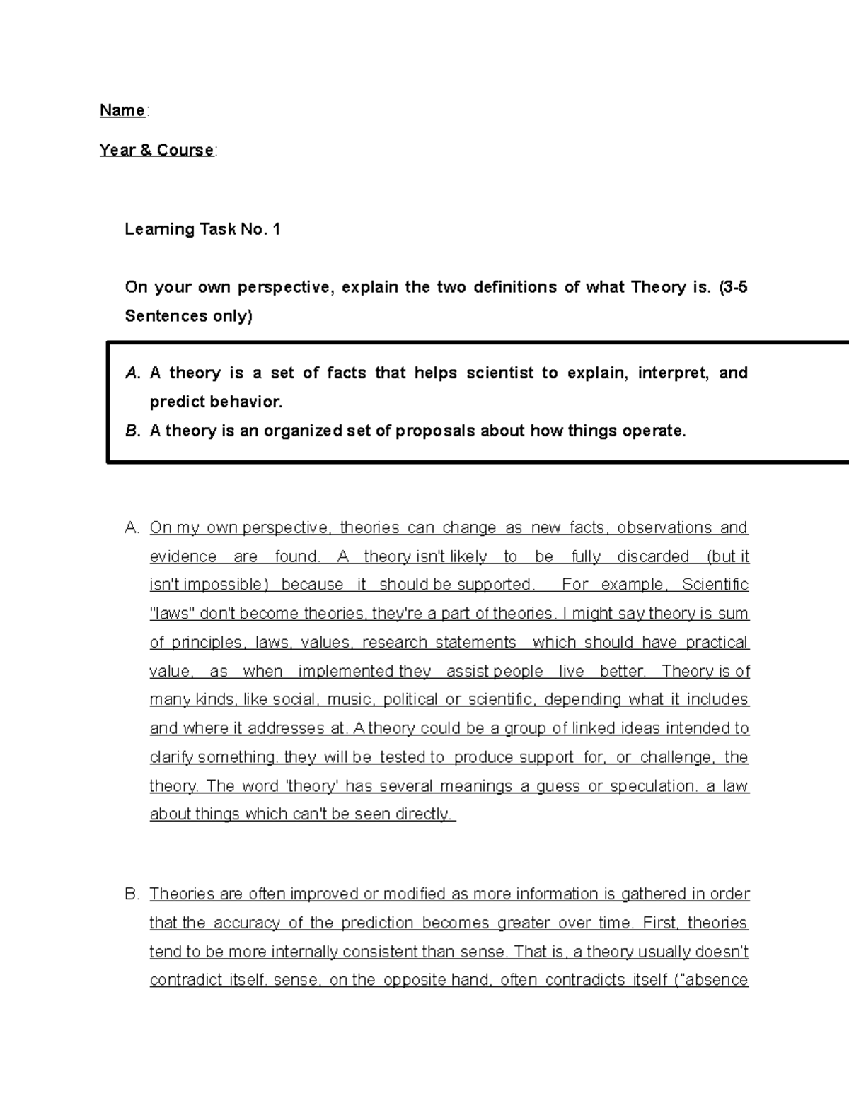 Child Development Module 1 - Name : Year & Course : Learning Task No. 1 ...