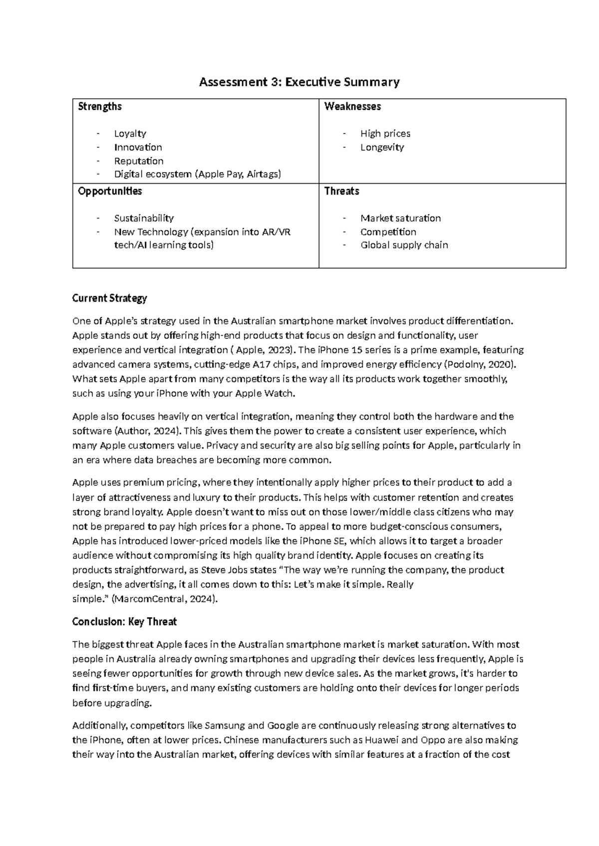 Assessment 3 Executive Summary - Assessment 3: Executive Summary ...
