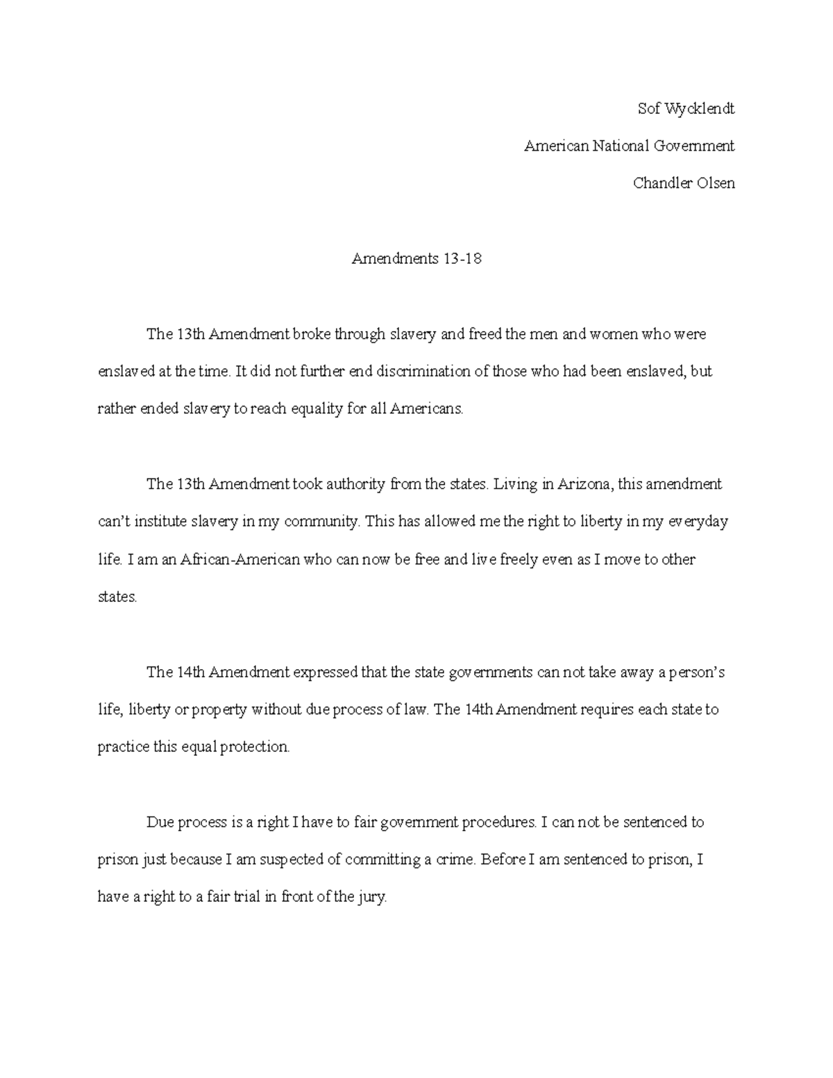 13-18 Amendments - Sof Wycklendt American National Government Chandler ...