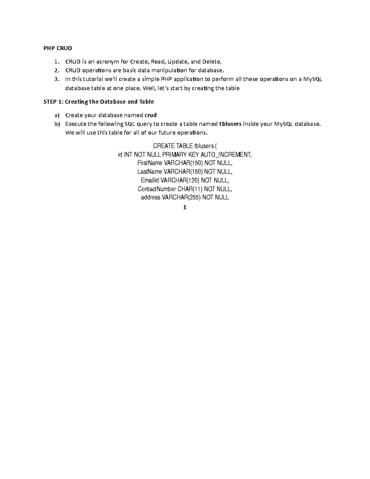 STEP 1 CRUD FOR PROGRAMMING USING PHP - Science, Technology and Society ...