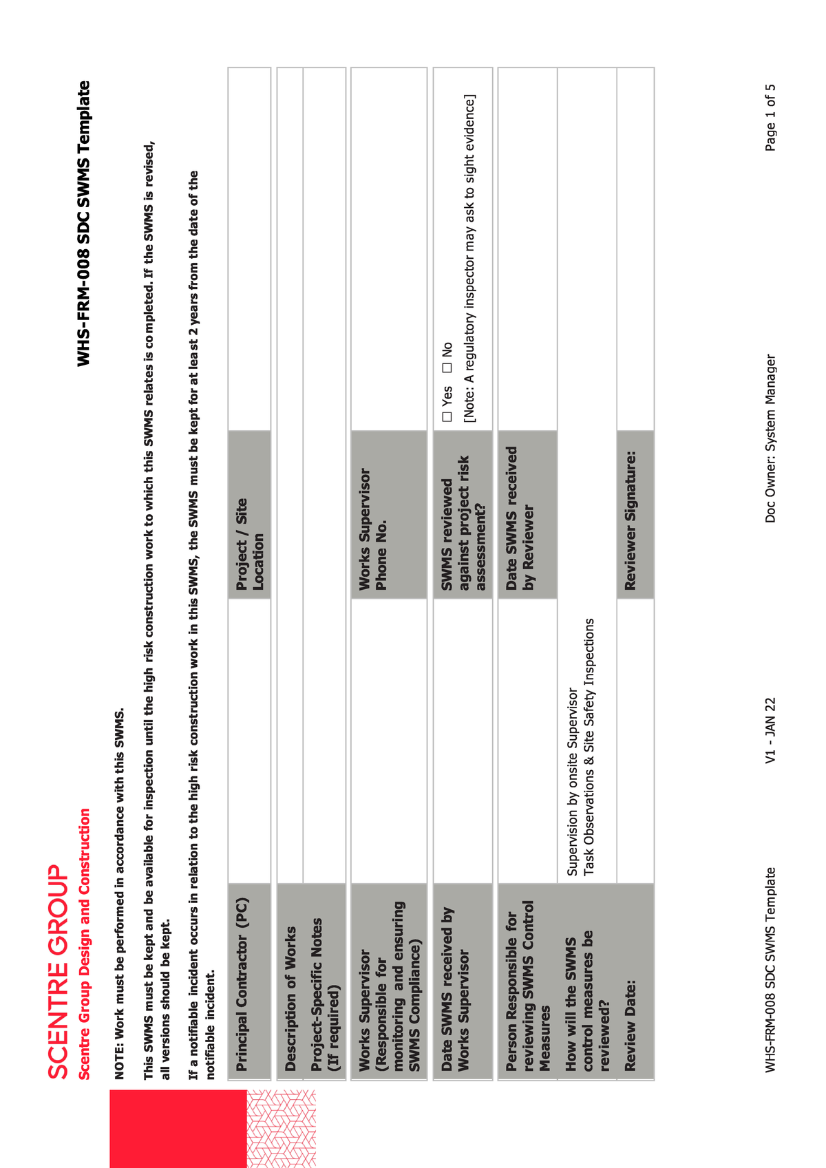 SWMS Example-1 - for example - SCENTRE GROUP Scentre Group Design and ...