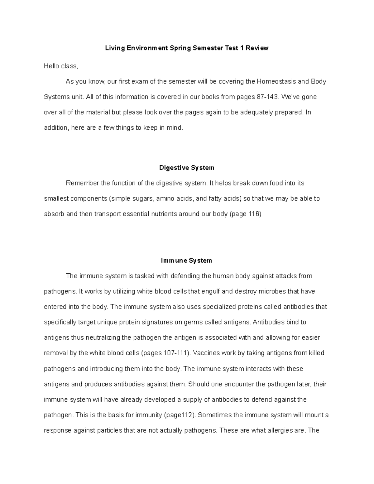 Living Environment Spring Semester Test 1 Review - All of this ...