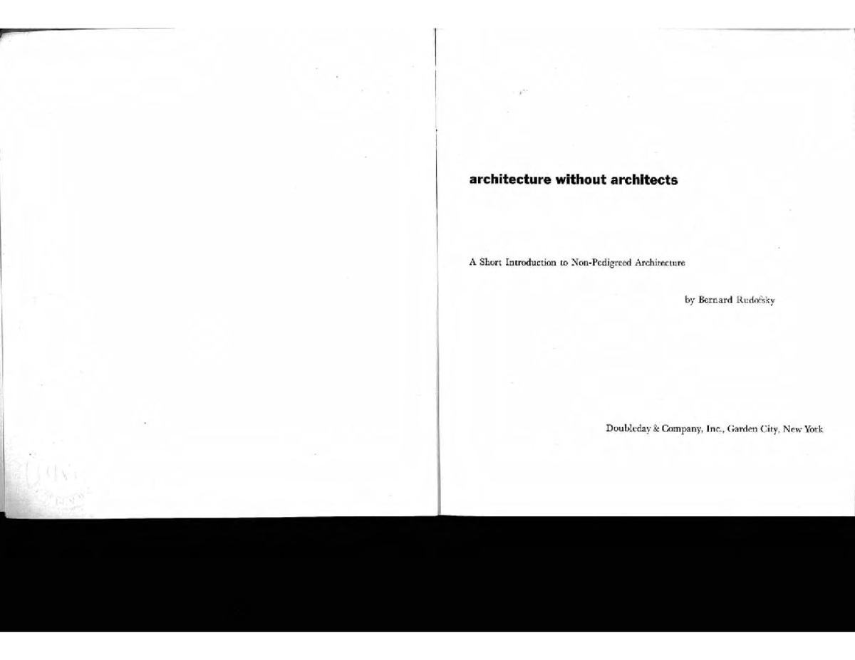 Rudofsky Bernard Architecture Without Ar - architecture without ...