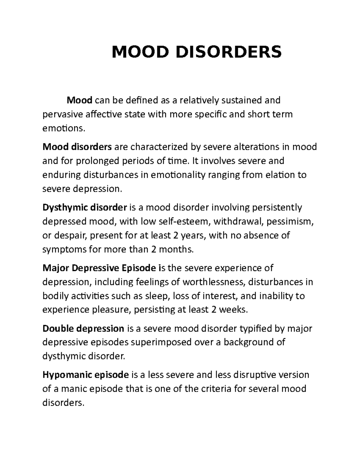 Mood disorders , types and diagnostic criterias .unipolar and bipolar ...