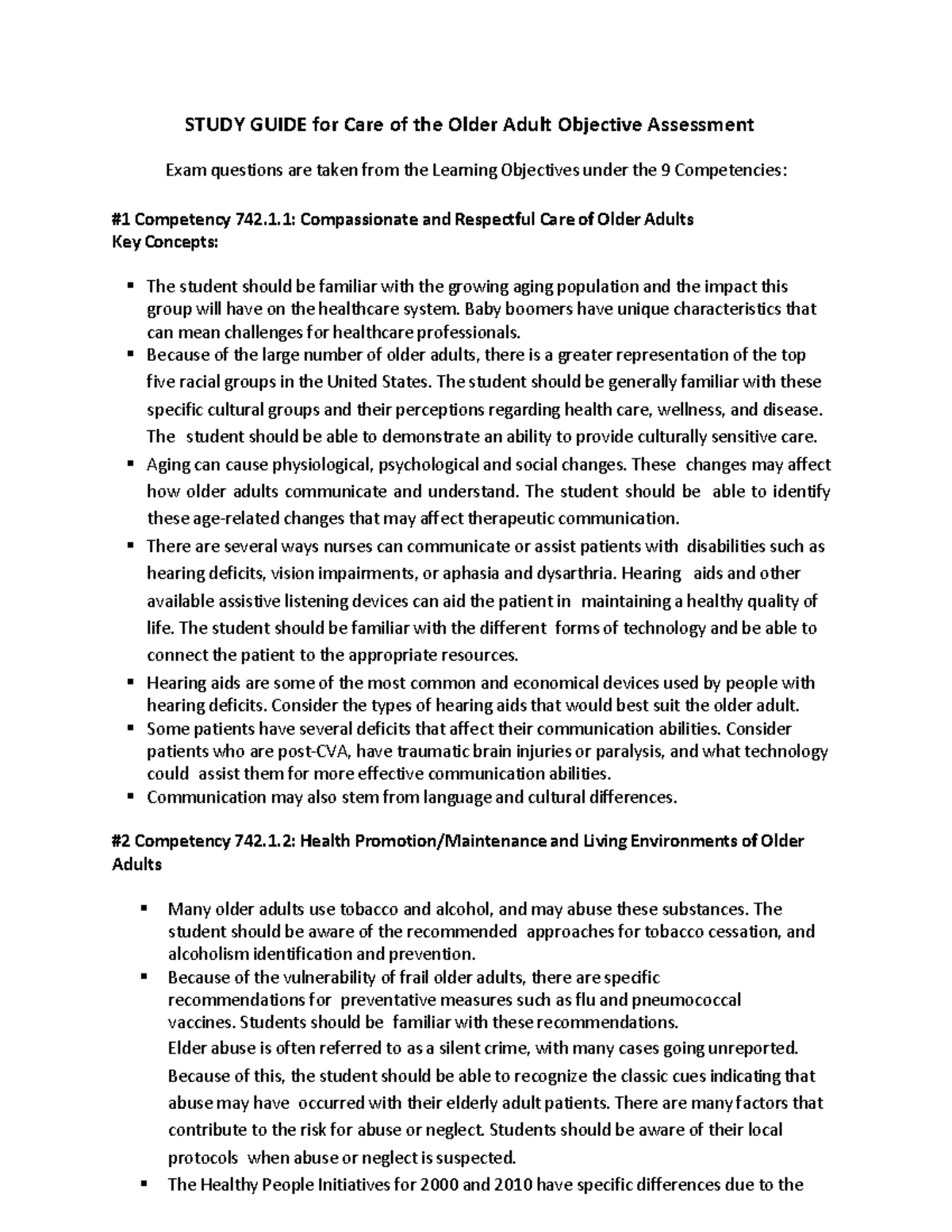Care of the older adult study guide - STUDY GUIDE for Care of the Older ...