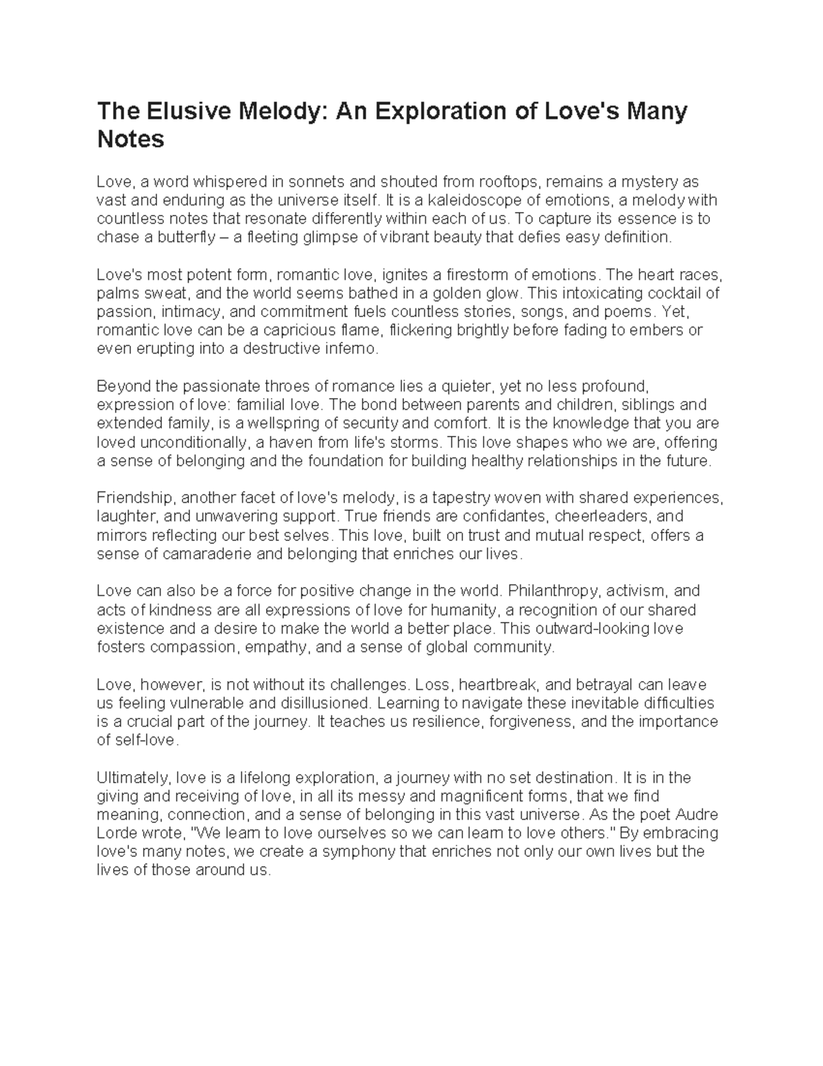 The Elusive Melody - essay - The Elusive Melody: An Exploration of Love ...