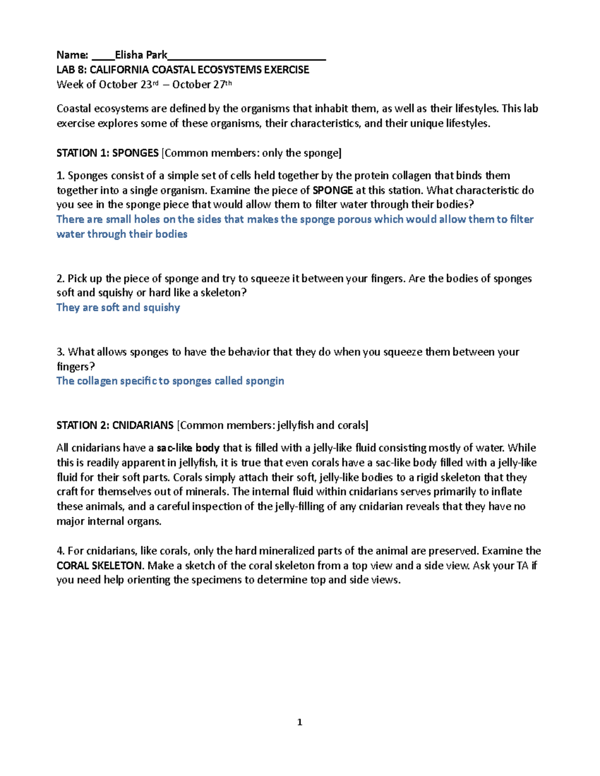 Lab 8 Exercise - California Coastal Ecosystems - Week of October 23rd - Name: Elisha - Studocu