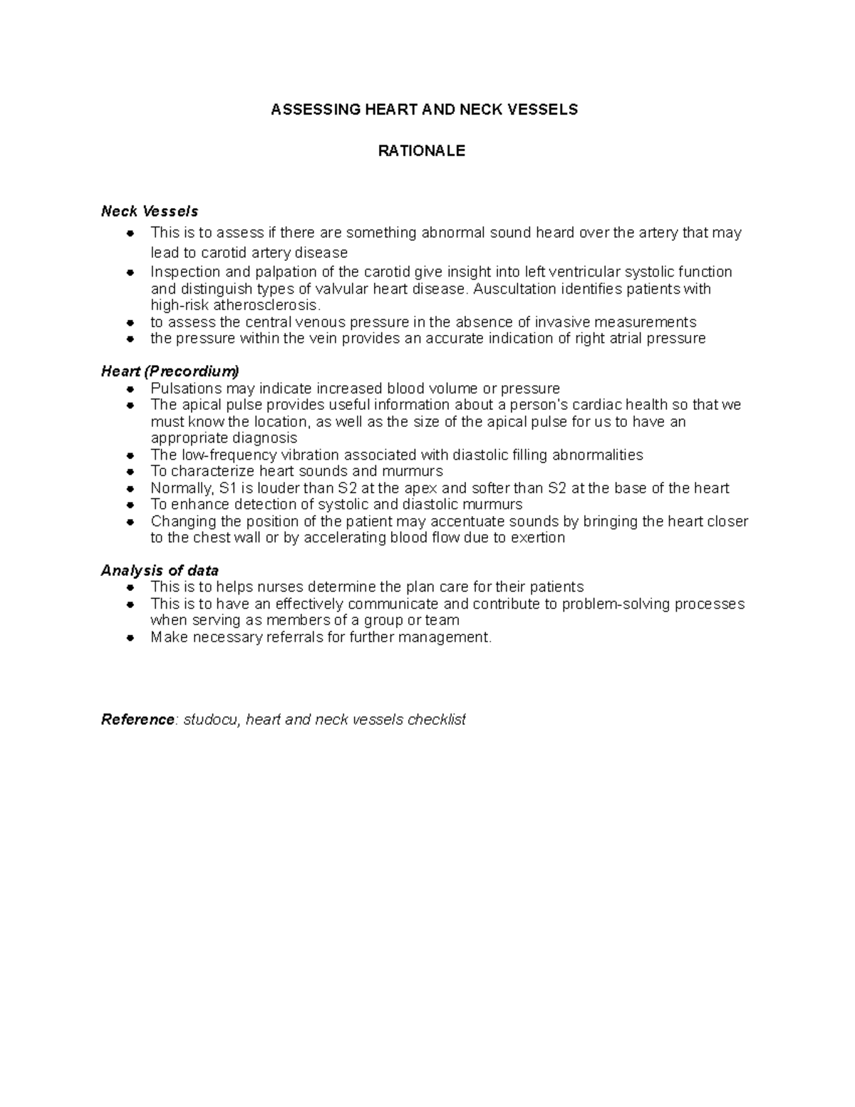 Assessing Heart AND NECK Vessels - ASSESSING HEART AND NECK VESSELS ...