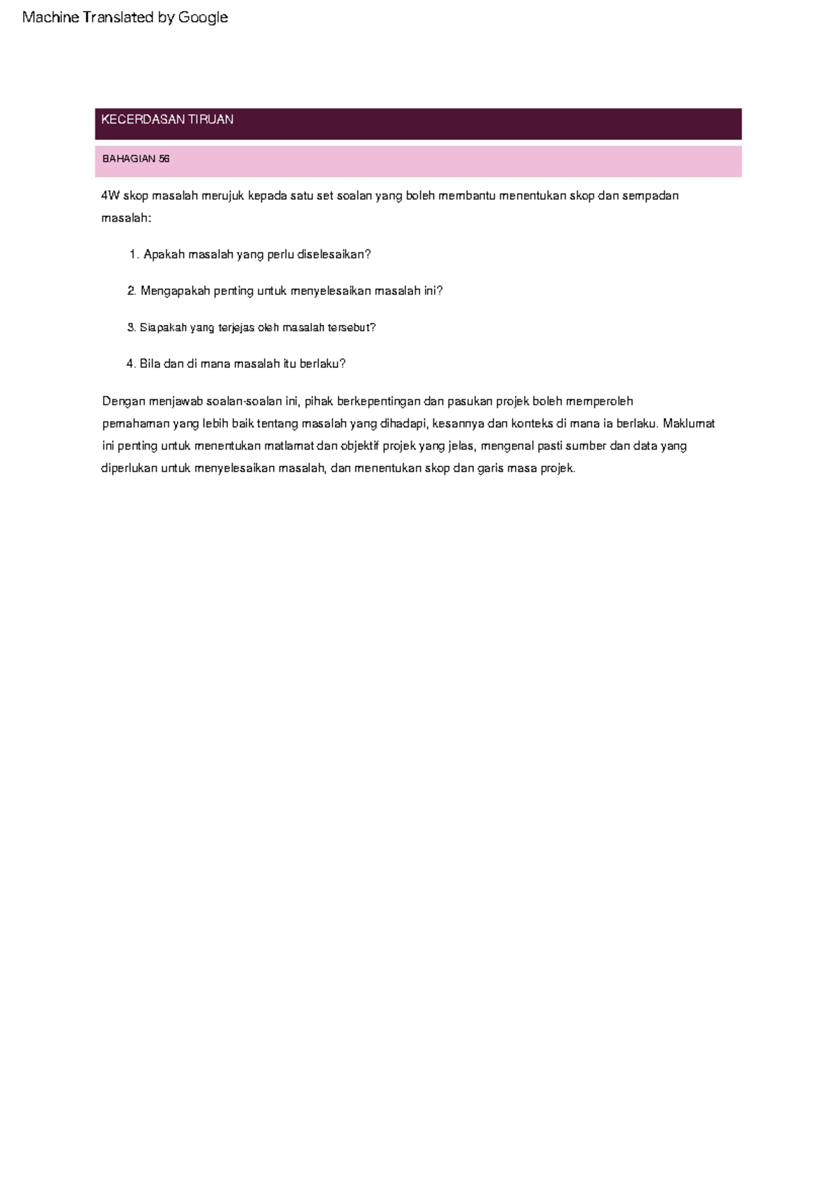 Kecerdasan Buatan Part 56 The 4WS of Problem Scoping - Apakah masalah ...