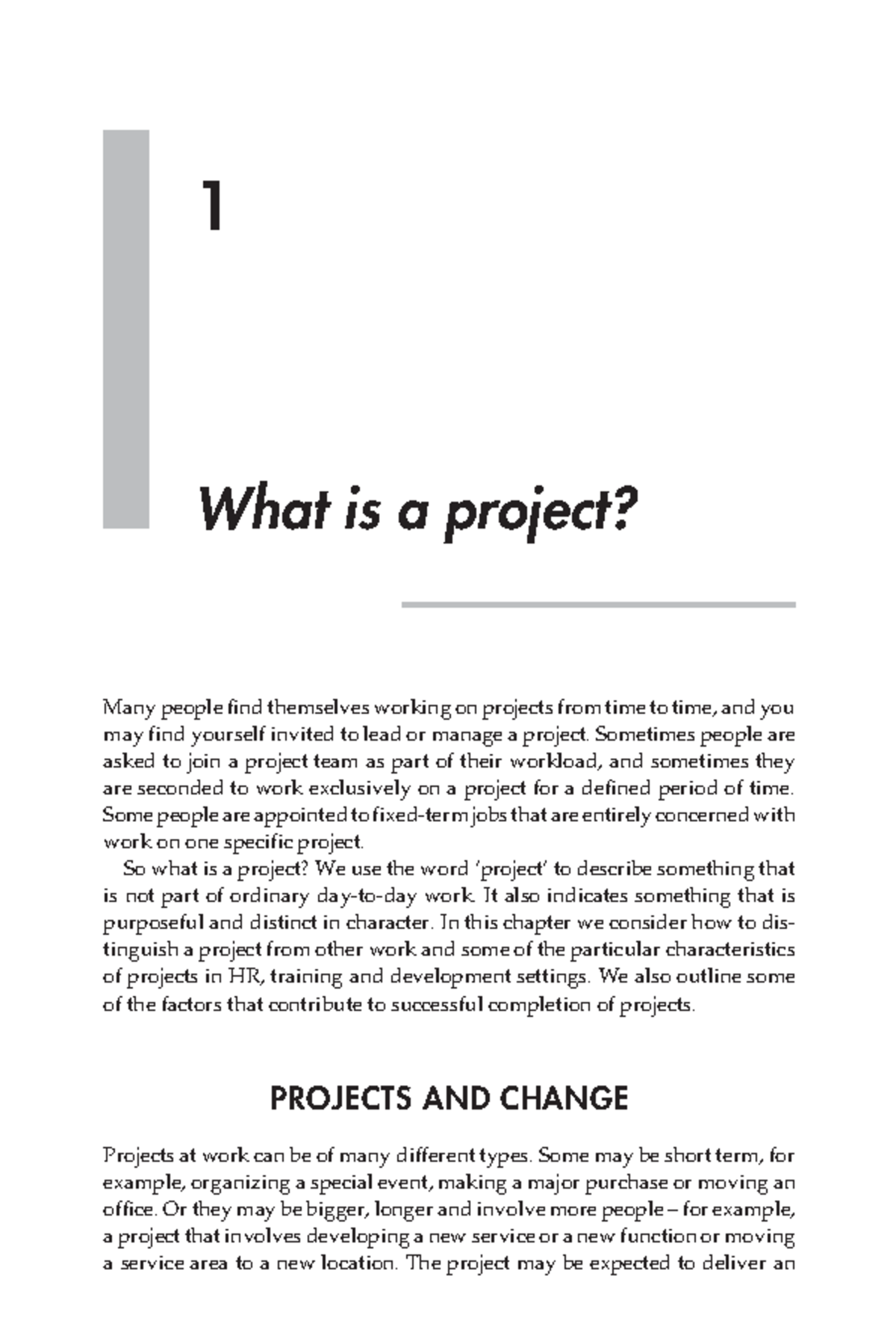 Chapter 1 Managing Projects in Human Resources, Training and ...