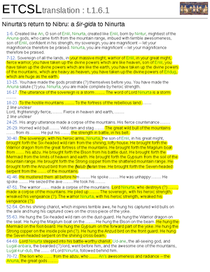 Ninurta and the turtle - ETCSLtranslation : t.1. Ninurta and the turtle ...