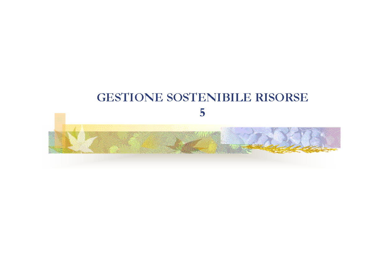 Gestione Sostenibile Risorse 5 - GESTIONE SOSTENIBILE RISORSE 5 AMBIENTE LA MATERIA CHE - Studocu