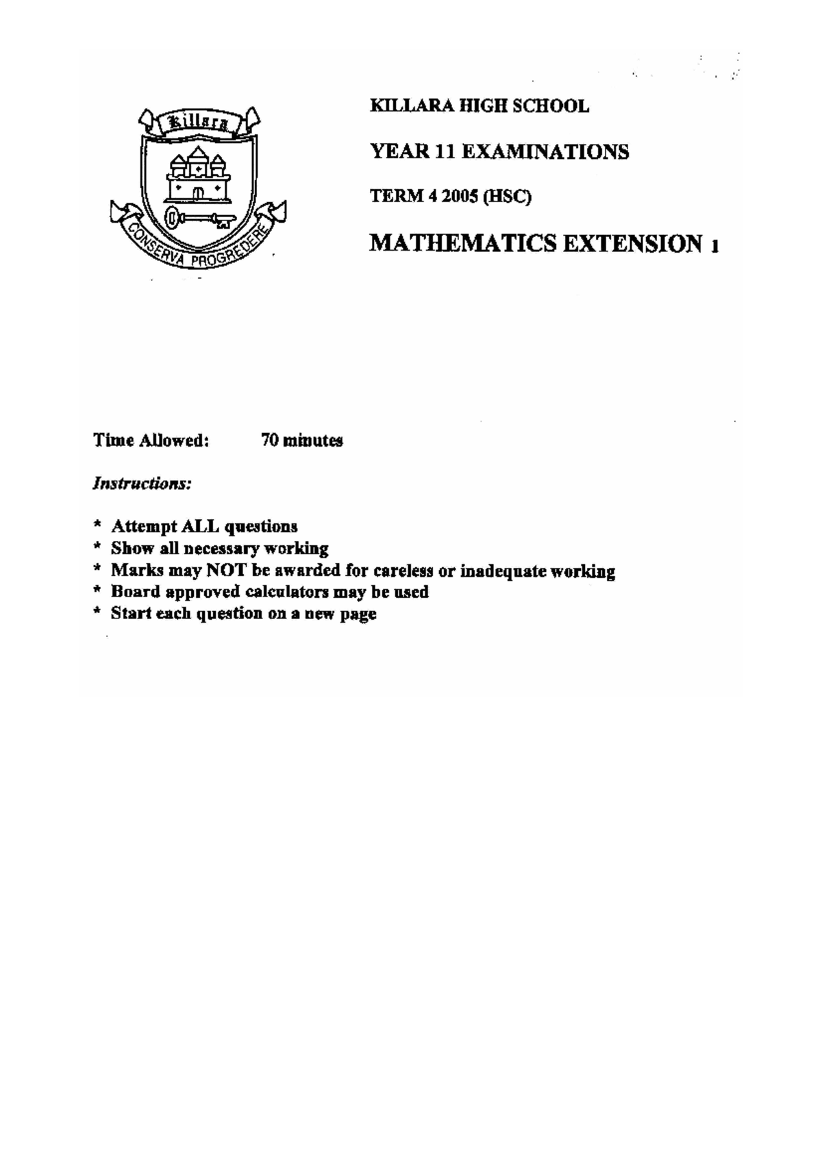 2005 HSC Ext 1 Task 1 - ... - Studocu