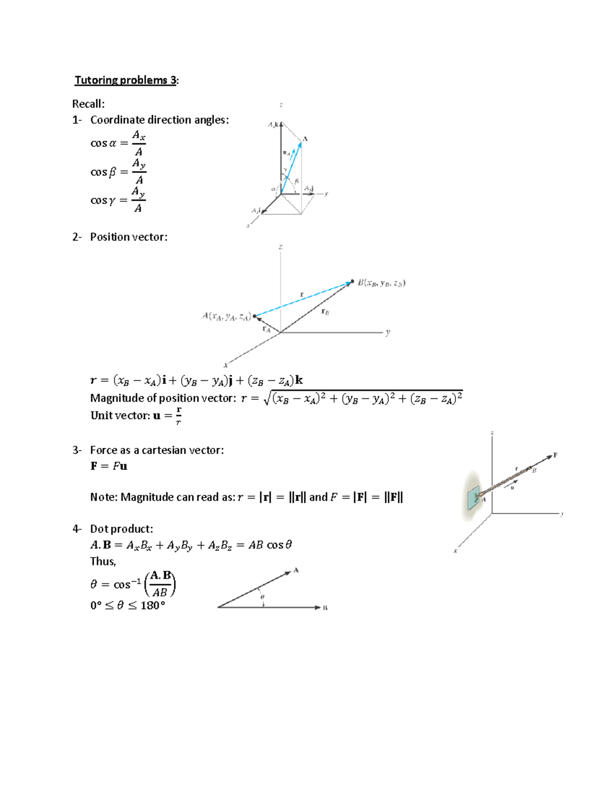 Tutorial problems (Session 3) - Tutoring problems 3 : Recall: 1 ...