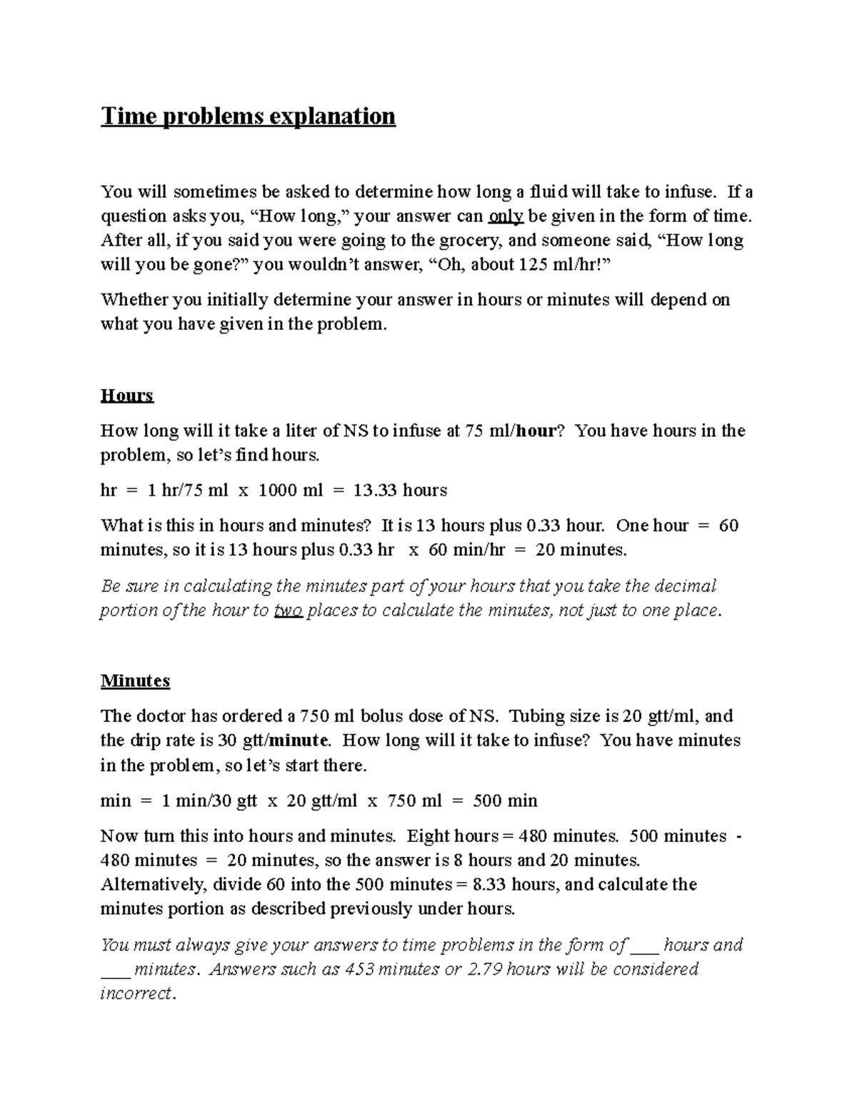 Time problems written explanation with sample problems - Time problems ...