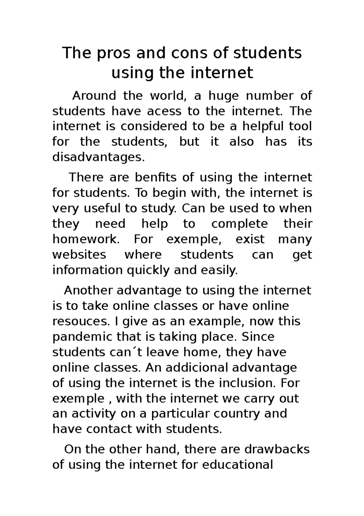 The pros and cons of students using the internet-ILC - The pros and ...