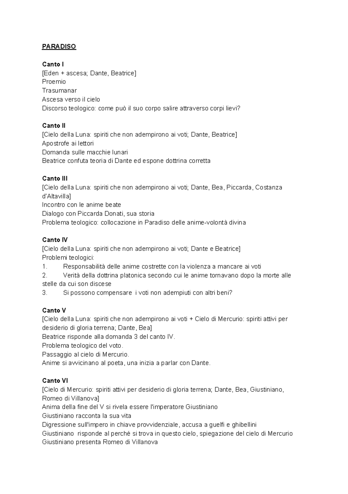 Schema del Paradiso di Dante - PARADISO Canto I [Eden + ascesa; Dante ...