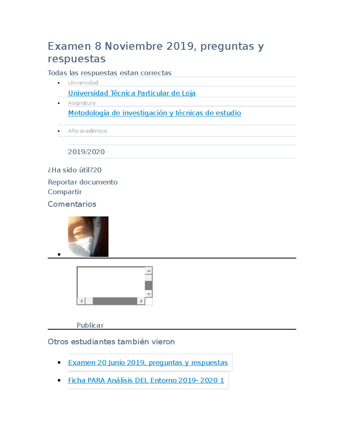 Examen 8 Noviembre 2019 - Examen 8 Noviembre 2019, preguntas y ...