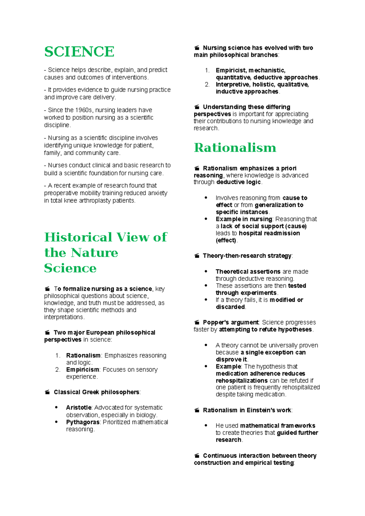 Science - biology notes - SCIENCE Science helps describe, explain, and ...