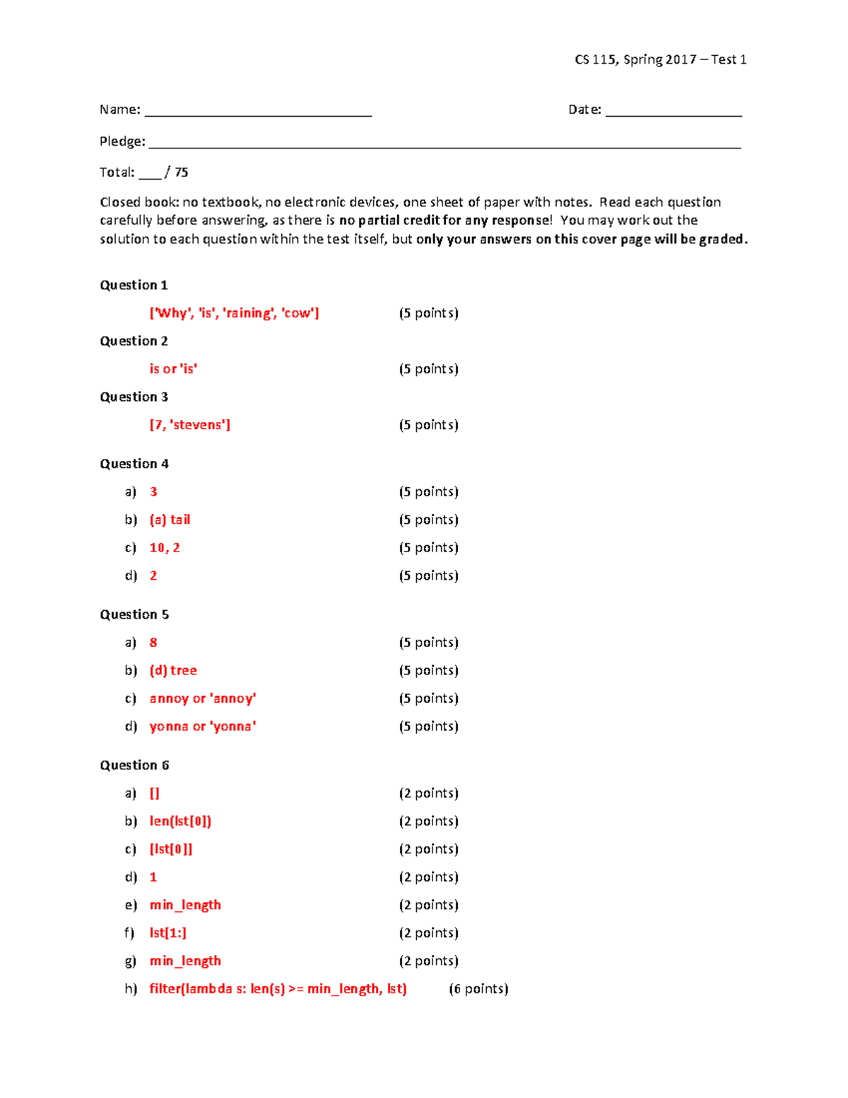 Test1 2017 Solutions - Name: ______________________________ Date ...