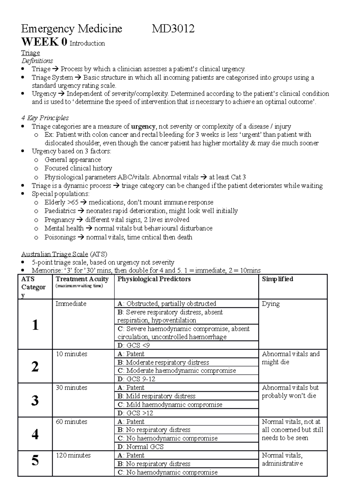 Emergency Medicine Notes - Emergency Medicine MD WEEK 0 Introduction ...