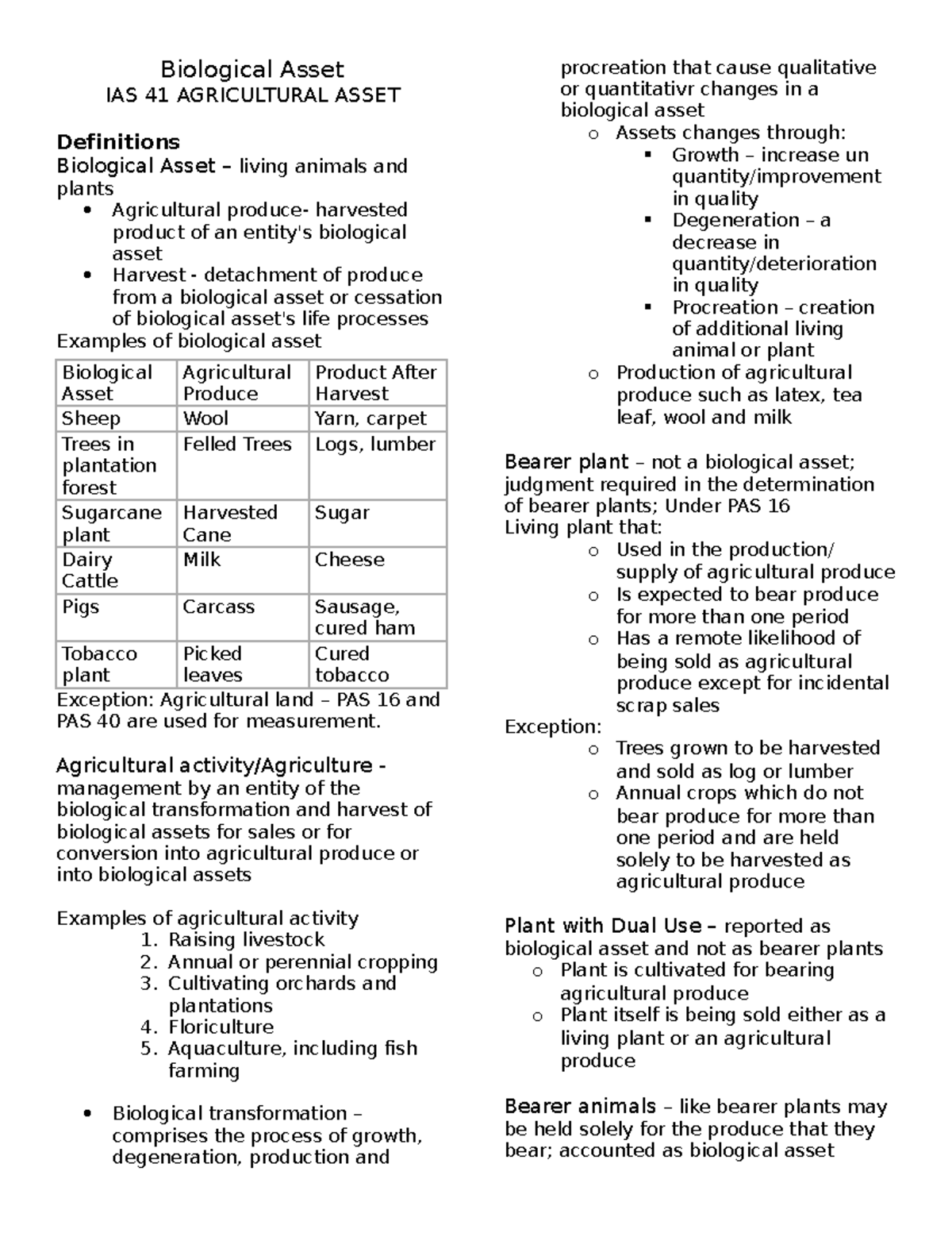 Biological Asset - Biological Asset IAS 41 AGRICULTURAL ASSET ...