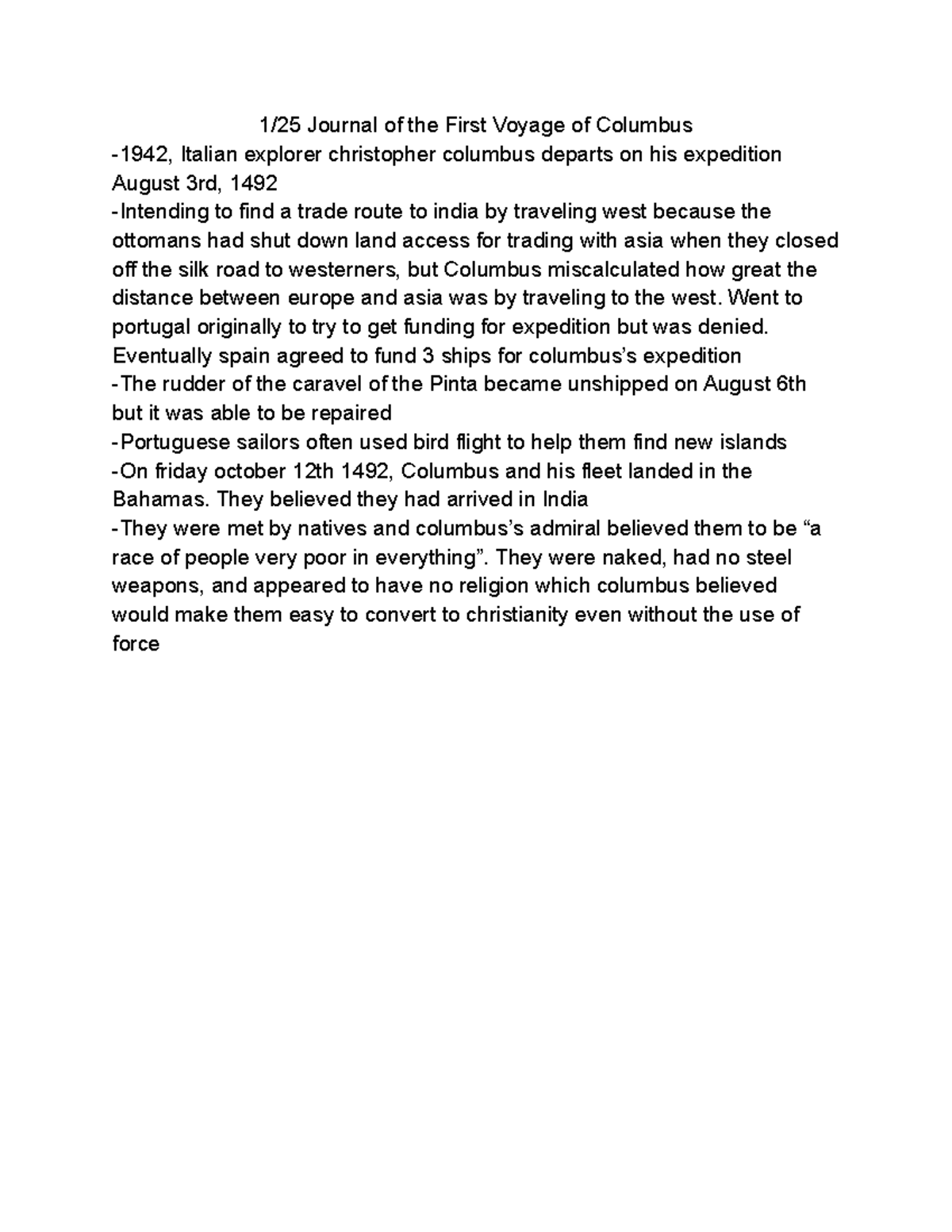 1 25 Journal of the First Voyage of Columbus - 1/25 Journal of the ...