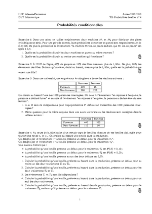 Exercice proba cond coorection - Exercice 1 En prévision d’une élection entre deux candidats A ...