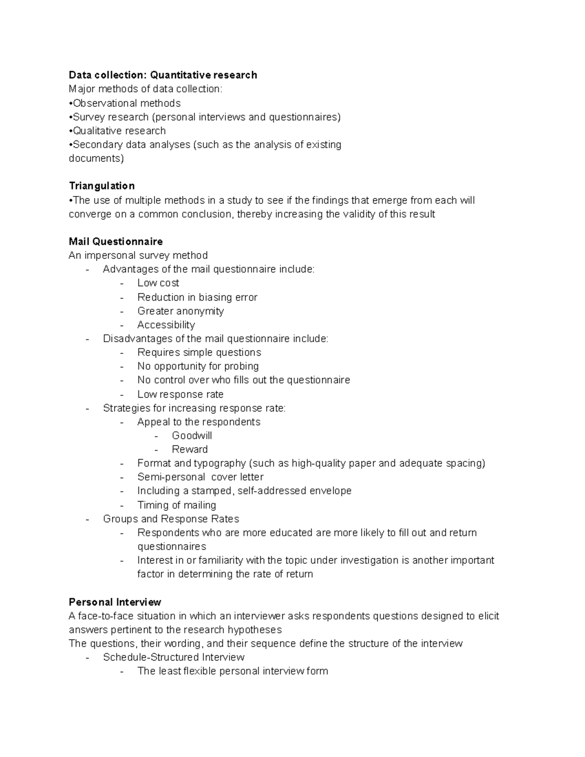 CMN2101 exam notes - shared - Data collection: Quantitative research ...