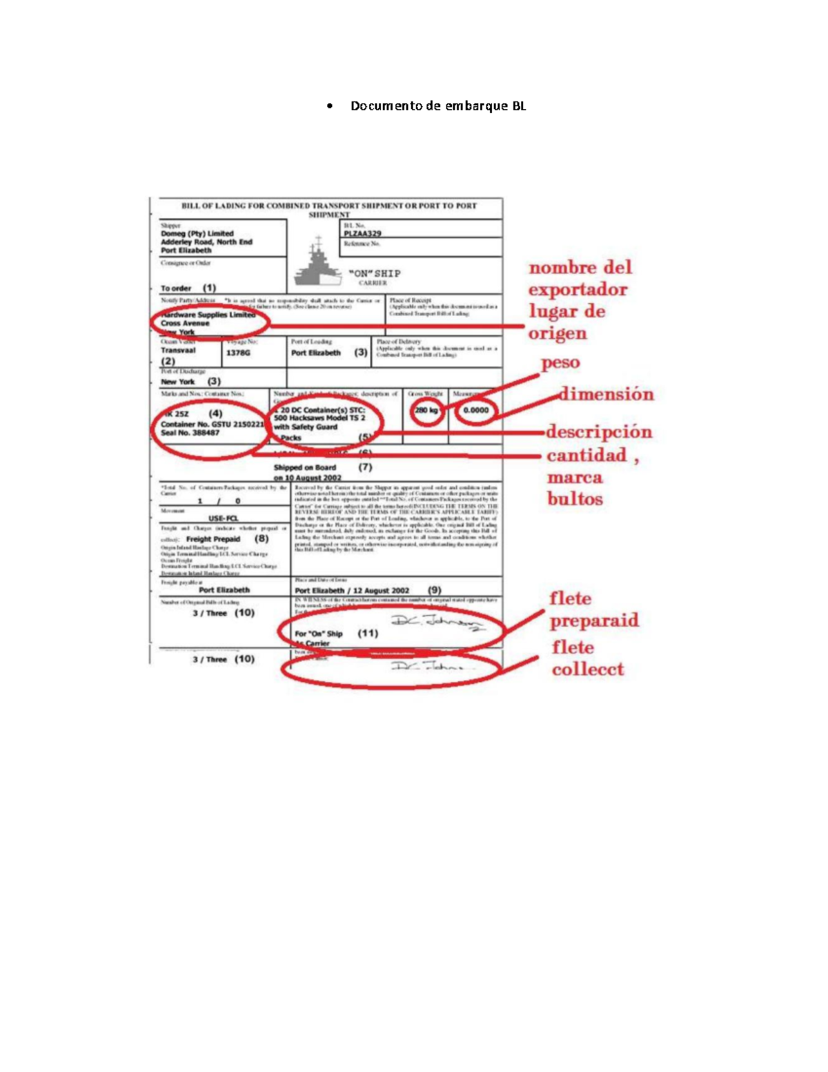 Determinar costos y fletes segnnnnmedios de transporte - Documento de ...