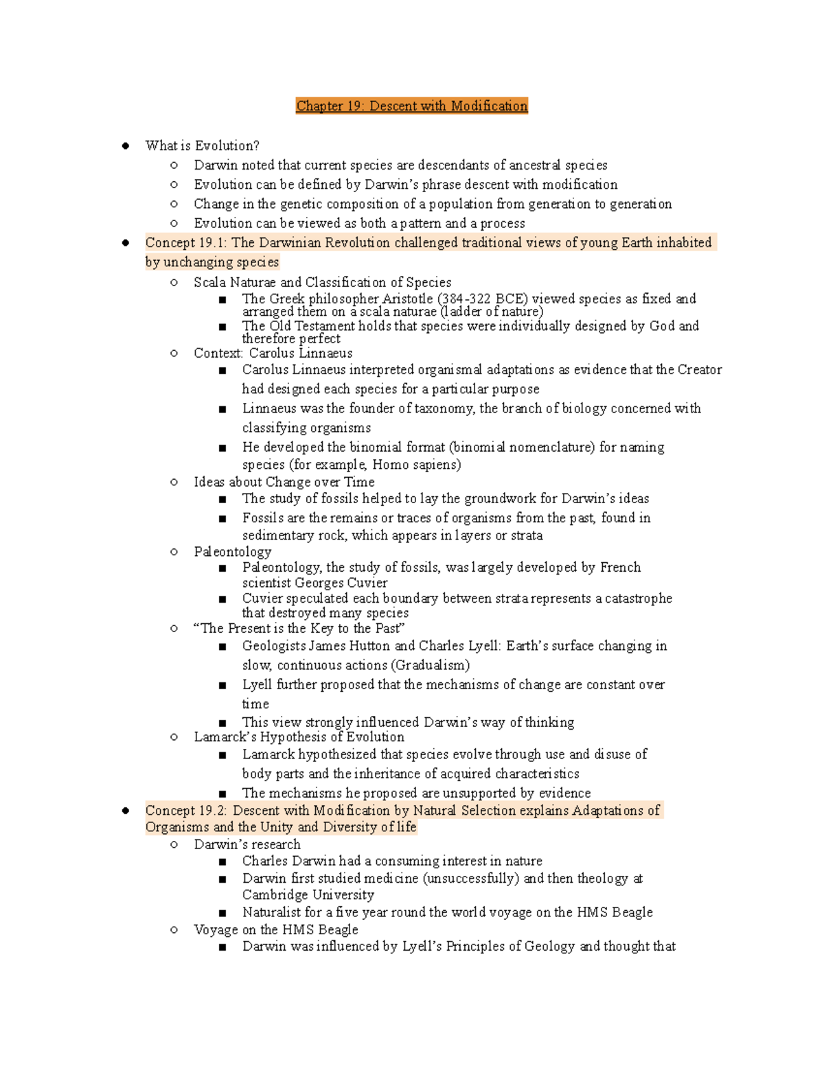 Final exam bio 124 prep - Chapter 19: Descent with Modification What is ...