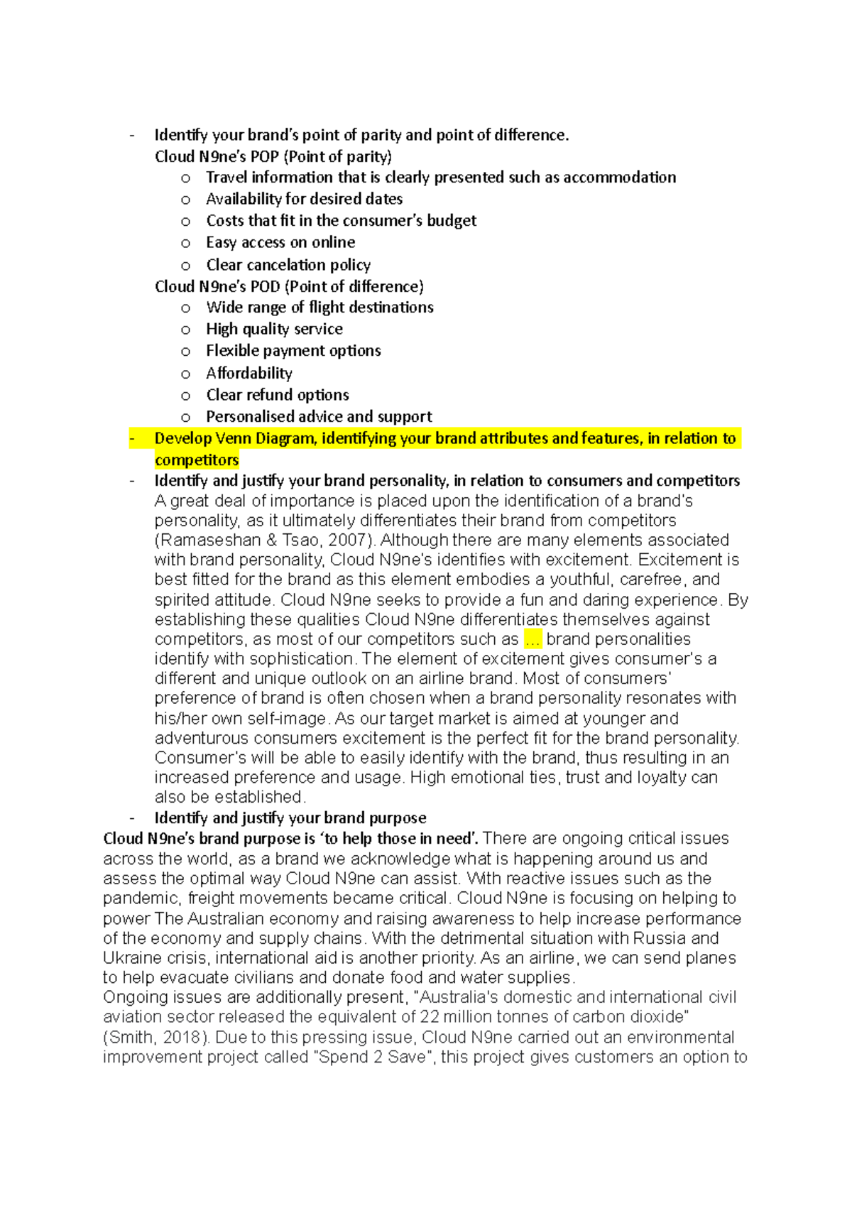 MKTG3011 brand positioning - Identify your brand’s point of parity and ...