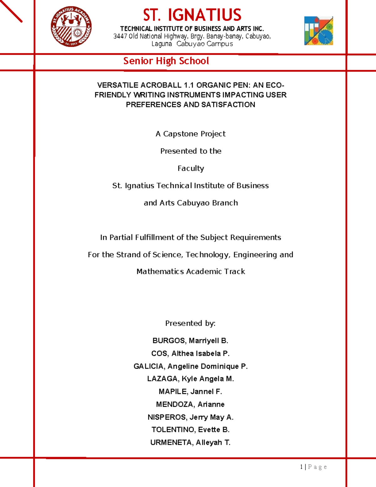 Capstone Chapter 1-2-3- Group 3 - TECHNICAL INSTITUTE OF BUSINESS AND ...