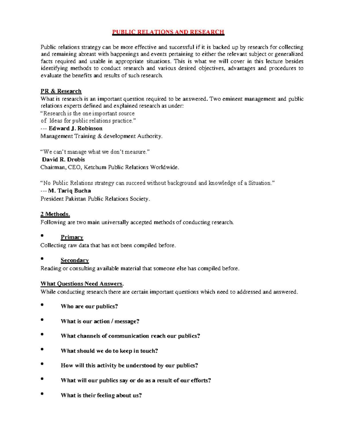 Ch11 Public Relations and Research - PUBLIC RELATIONS AND RESEARCH ...