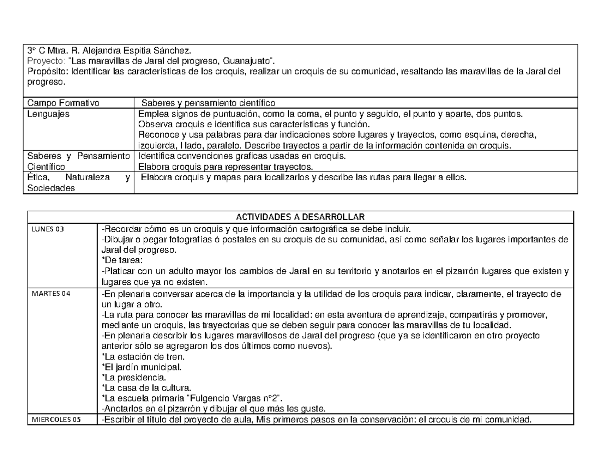 PLAN Proyec. Exposición 3 A DEL 3-14 Junio - 3° C Mtra. R. Alejandra ...