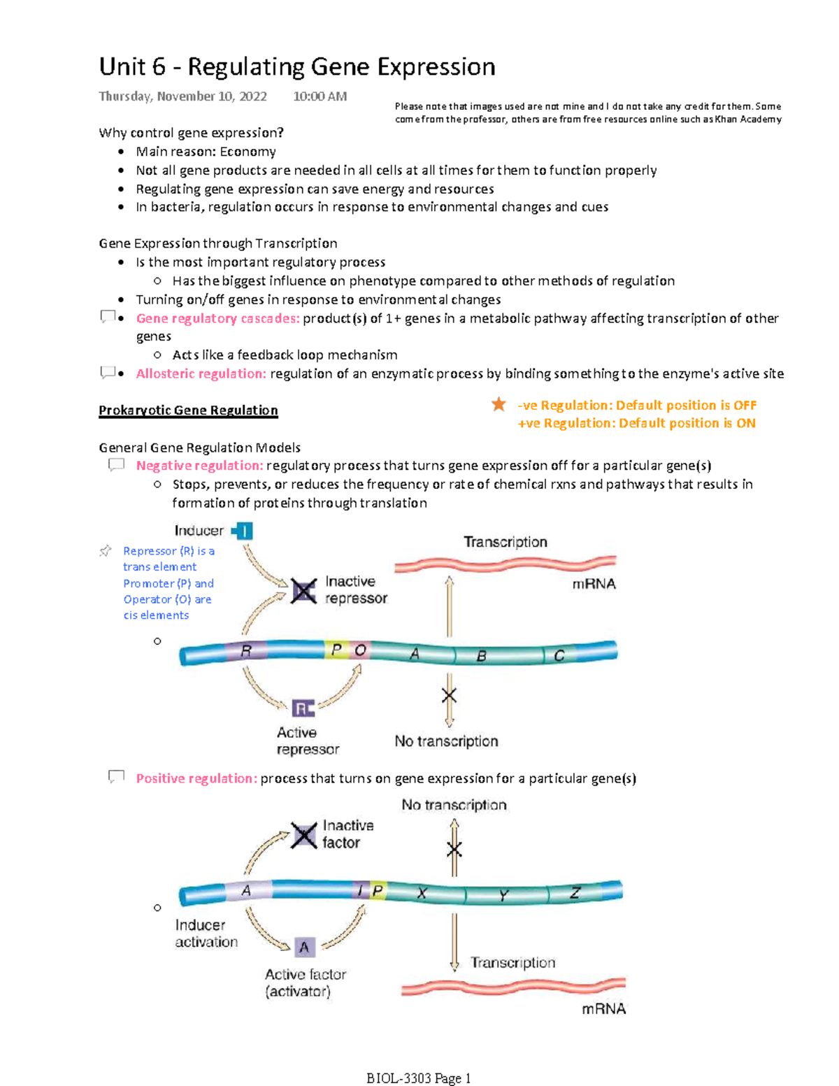 Unit 6 - Regulating Gene Expression - Why control gene expression ...