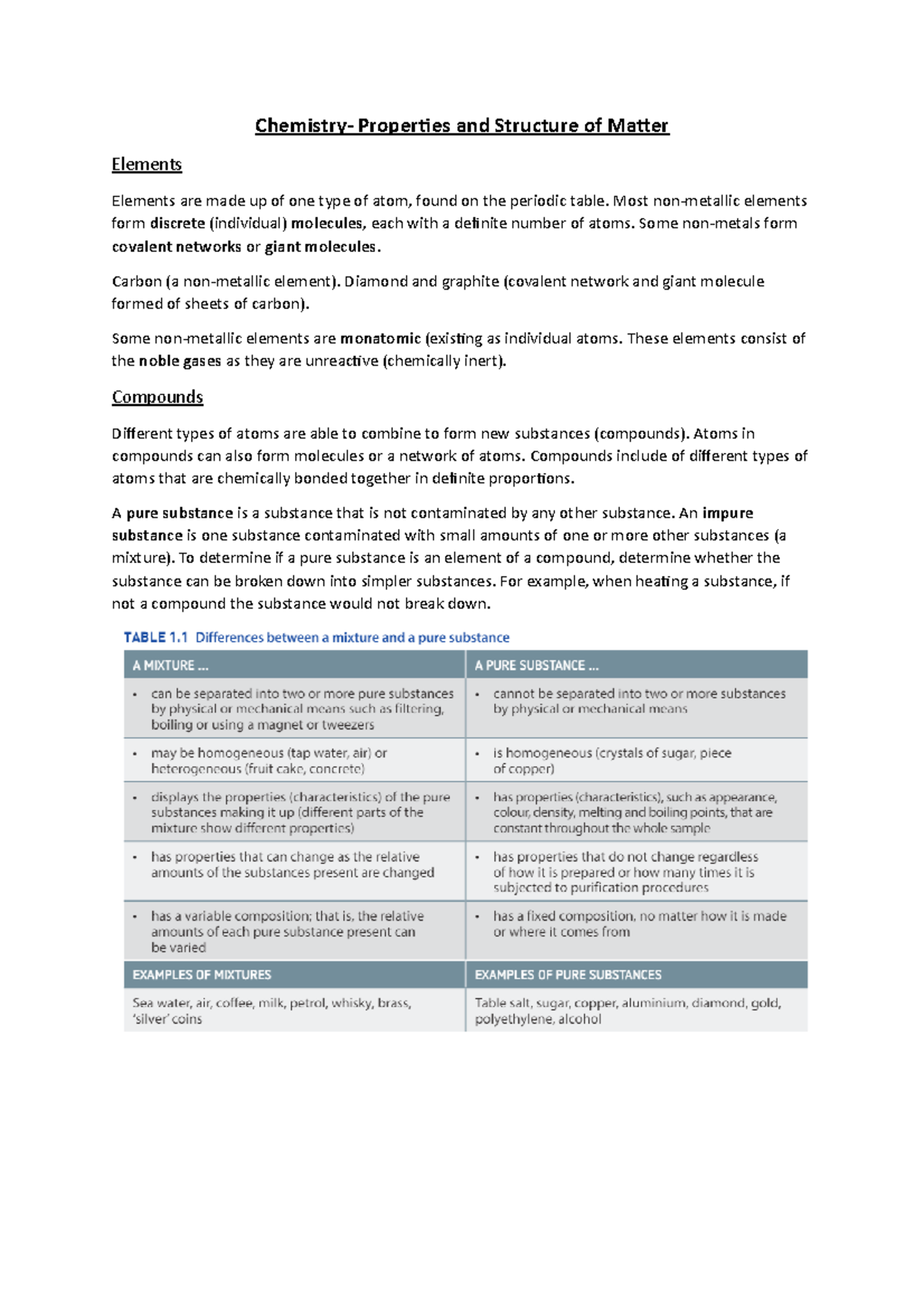 Properties and structure of matter - Chemistry- Properties and ...