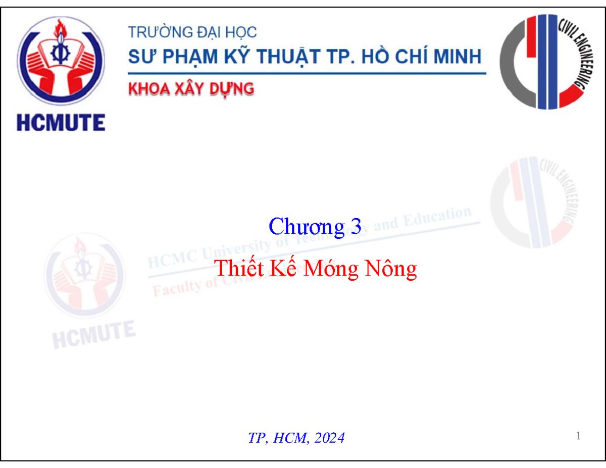 Chapter 3-Thiet ke Mong Nong-2024 - Chương 3 Thiết Kế Móng Nông TP, HCM ...